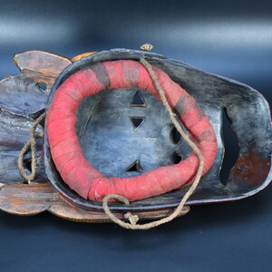 3 Head Red Face Wooden Mask Tibetan Tharu Mask Hand Craved Vintage ...