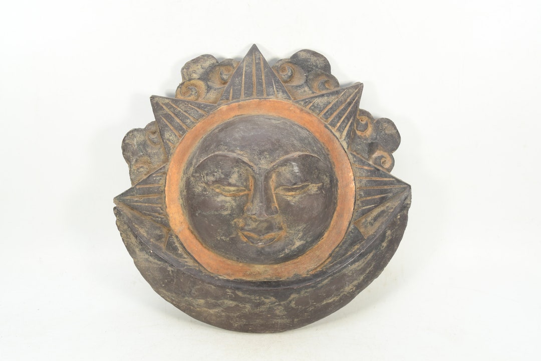 Tibetan Antique Wood Carved Sun Wall Hanging Vintage Home Decor Ethnic ...