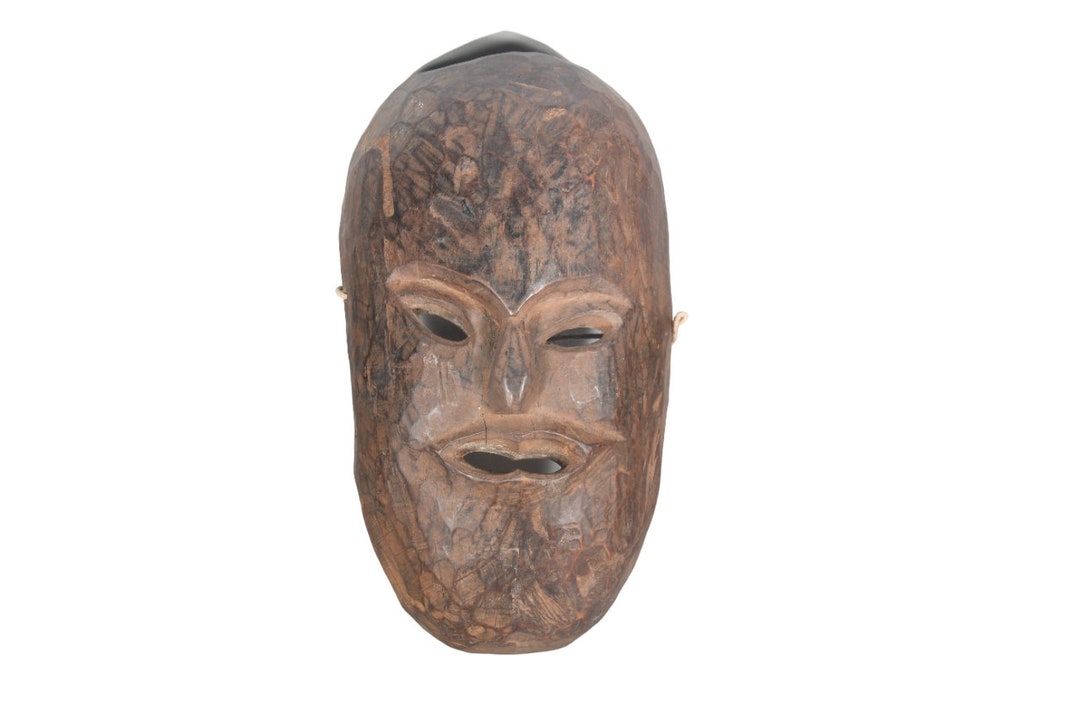 Handcrafted Vintage Wooden Mask: Traditional Ritual Wall Hanging Art ...