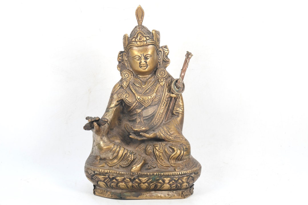 Guru Rinpoche Padmasambhava Antique Brass Crafted Authentic Figurine ...