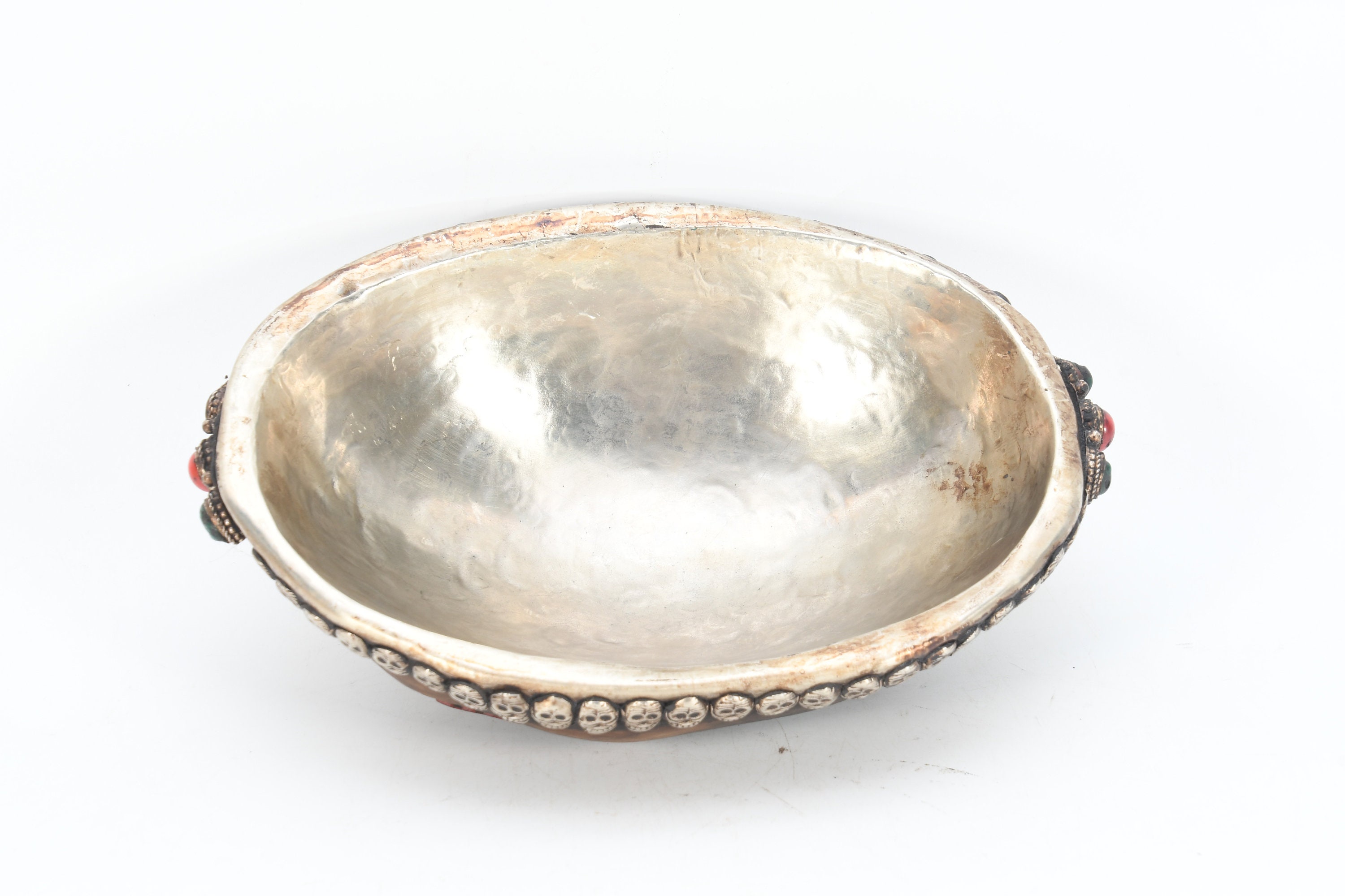 Human Skeleton Carved Handcarved Vintage Resin Skull Kapala Offering ...