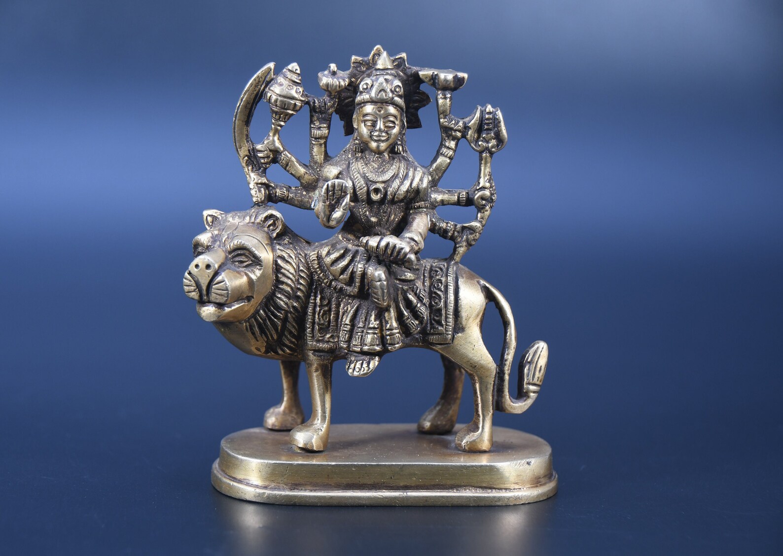 Durga Statue, Hindu War Goddess on Lion, Bronze Brass Sculpture - Etsy