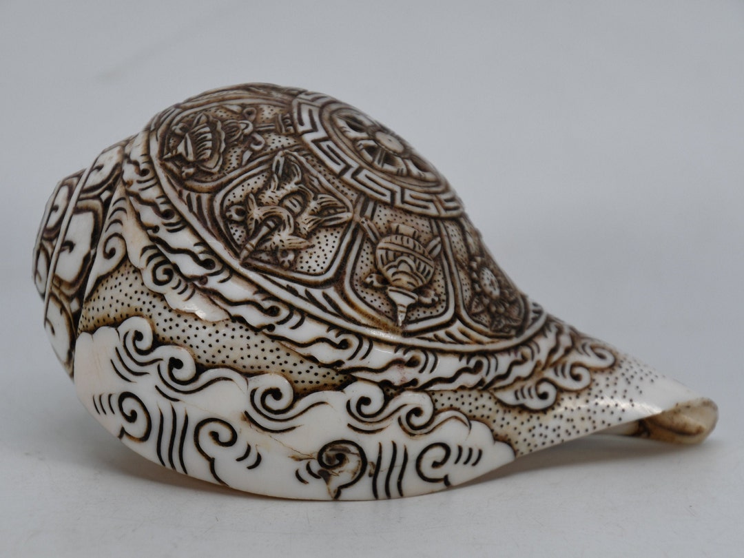 Tibetan Lama Peace Conch Antique Natural Sankha Shell Sankha Handmade ...