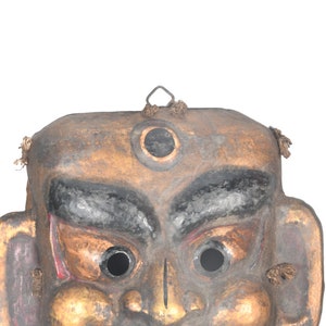 Vintage Newari Lakhey Deity Brass Handcrafted Wall Hanging: Tribal ...