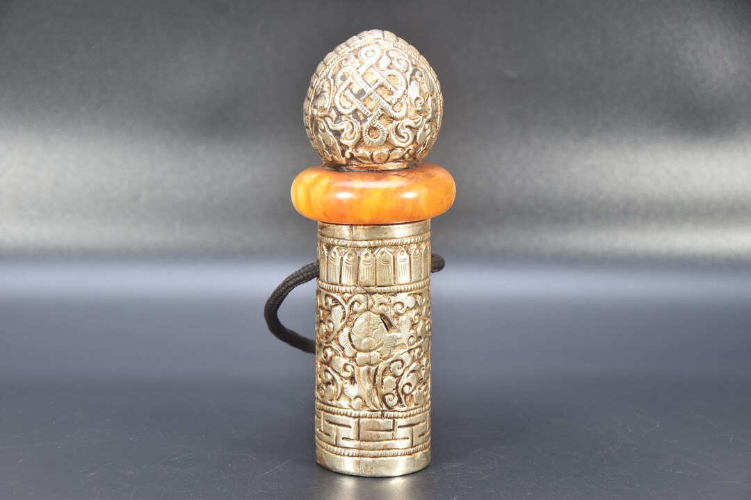 Tibetan Buddhism Seal Amulet: Silver & Brass Pagoda, OM Symbol - Etsy
