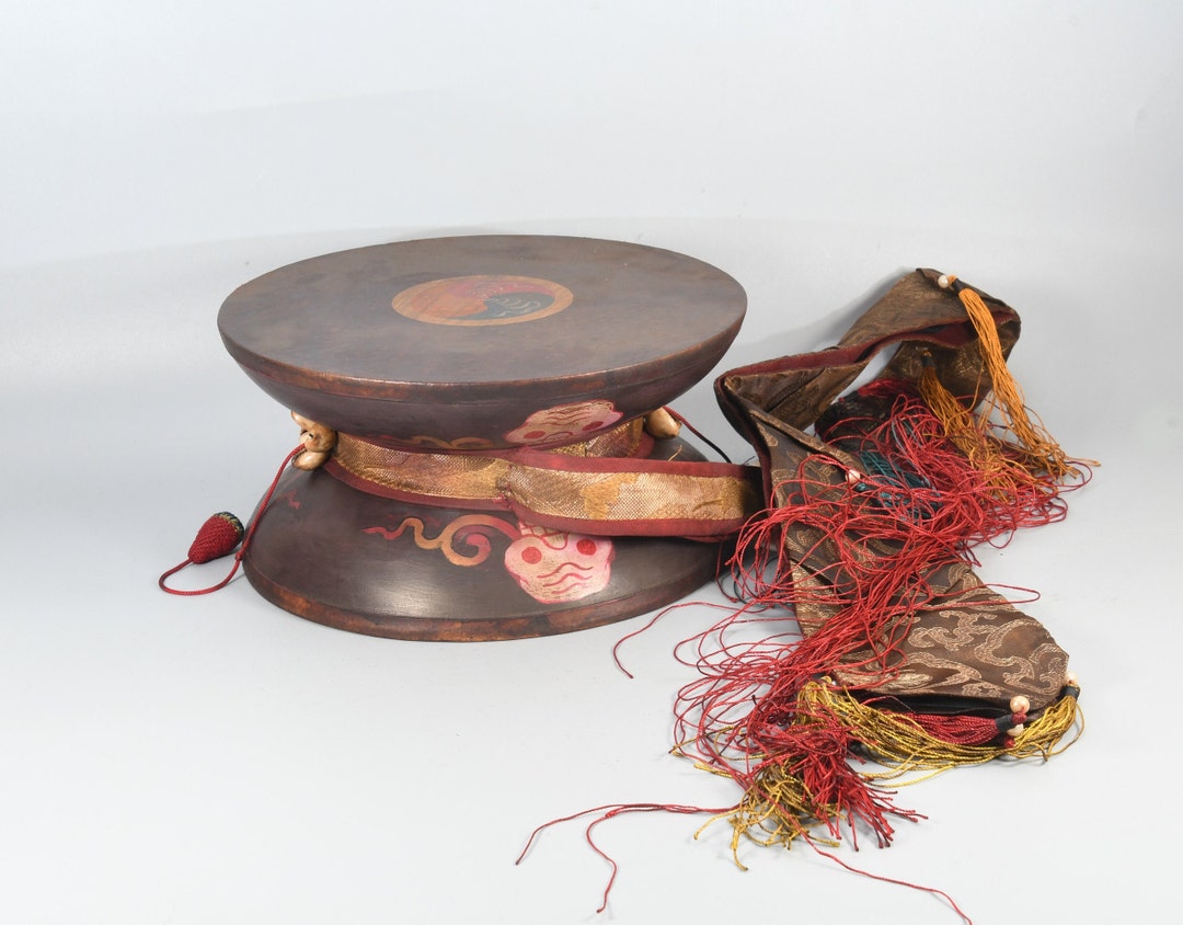 Skull Crafted Antique Handmade Wooden Leather Damaru Vintage - Etsy