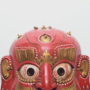 Typical Newari Diety Lakhey Wooden Handmade Metal Beaded Tribal Mask ...