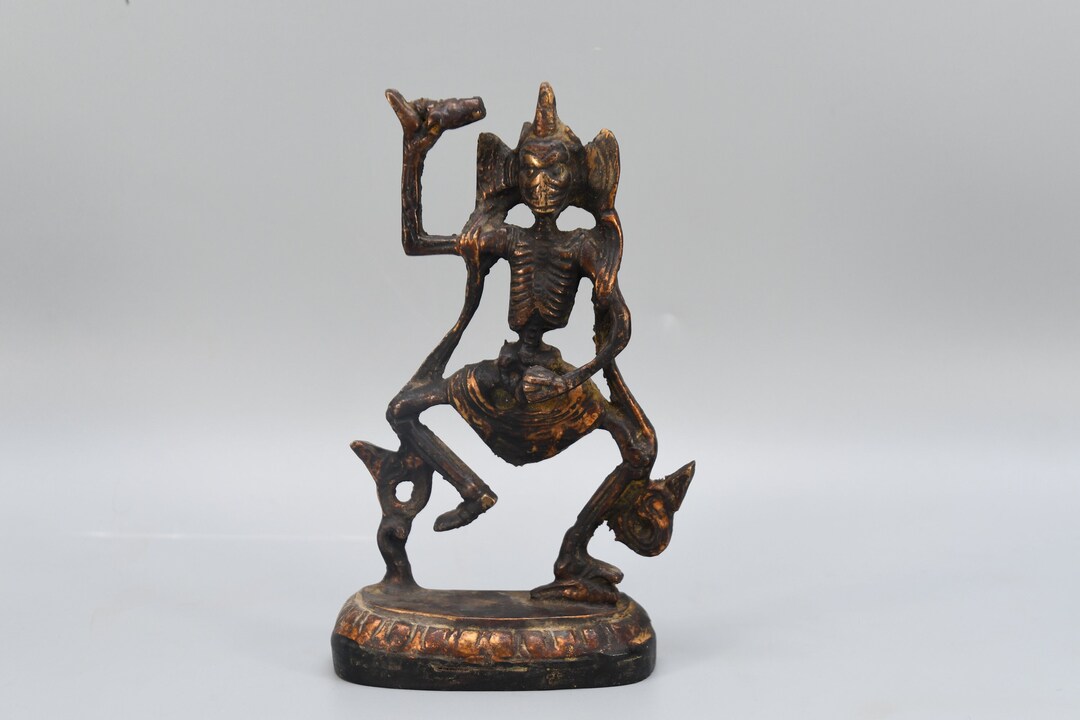 Standing Dancing Chitipati Statue Hand Carved Vintage Tibetan Citipati ...