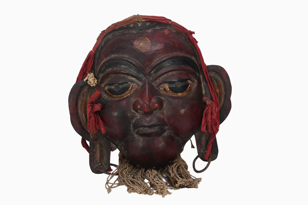 Wall Hanging Antique Shaman Lakhe Mask Handmade Carved Lakhey Culture ...