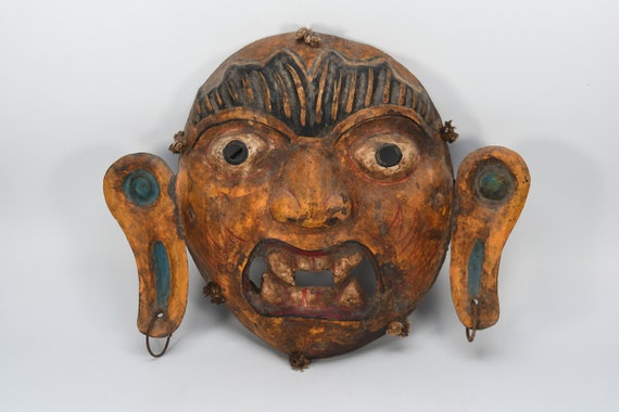 Terrible Shaman Lakhe Mask Handmade Carved Wall Hanging Lakhey | Etsy