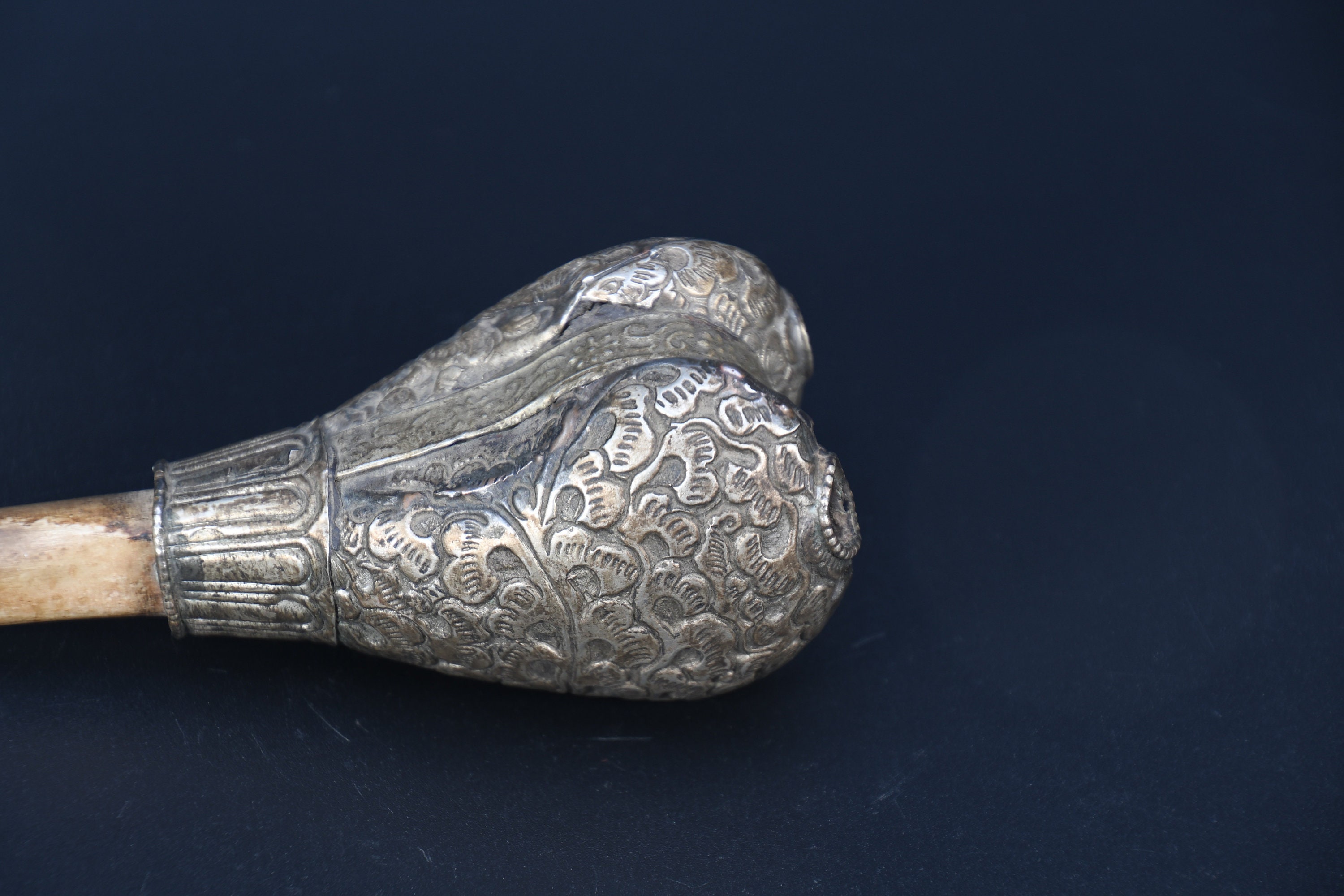 Traditional Ritual Kangling Tibetan Silver Inlay Bone Trumpet | Etsy