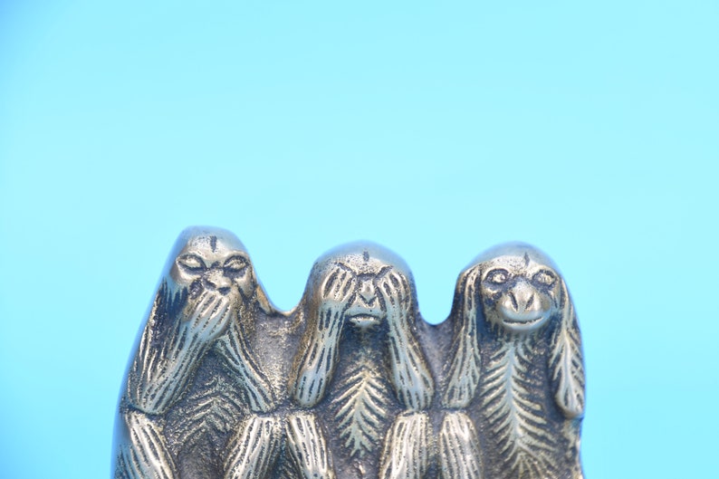 Three Wise Monkeys Brass Statue Hand Made Three Monkeys - Etsy