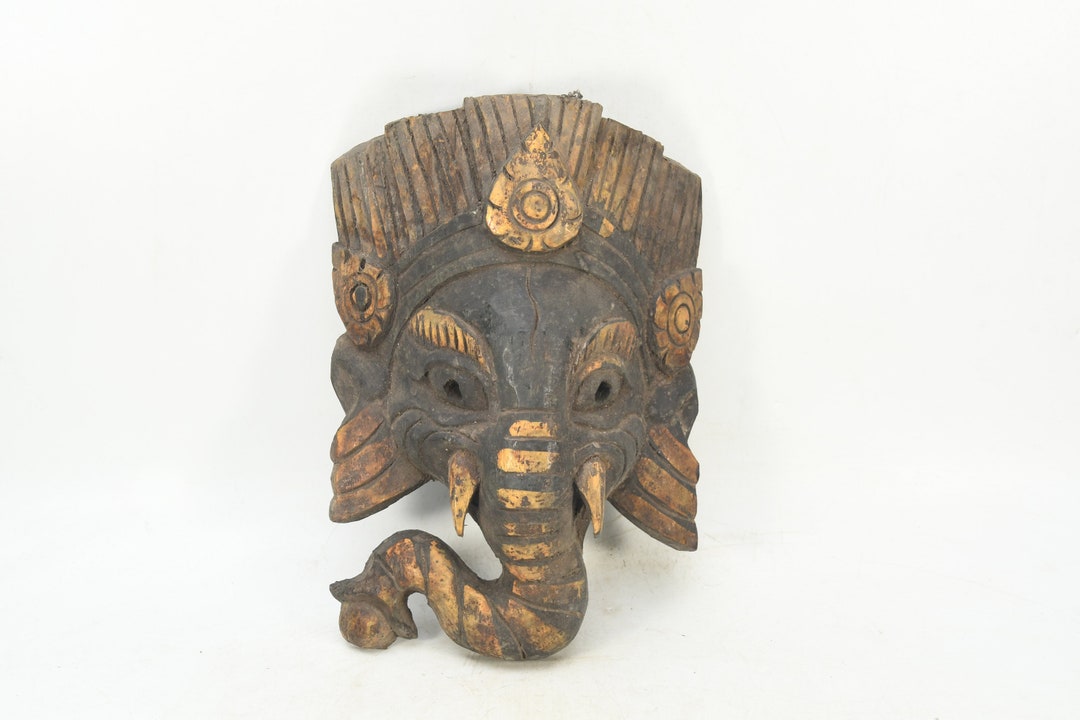 Vintage Designed Lord Ganesha Antique Tibetan Wall Hanging Shaman Mask ...