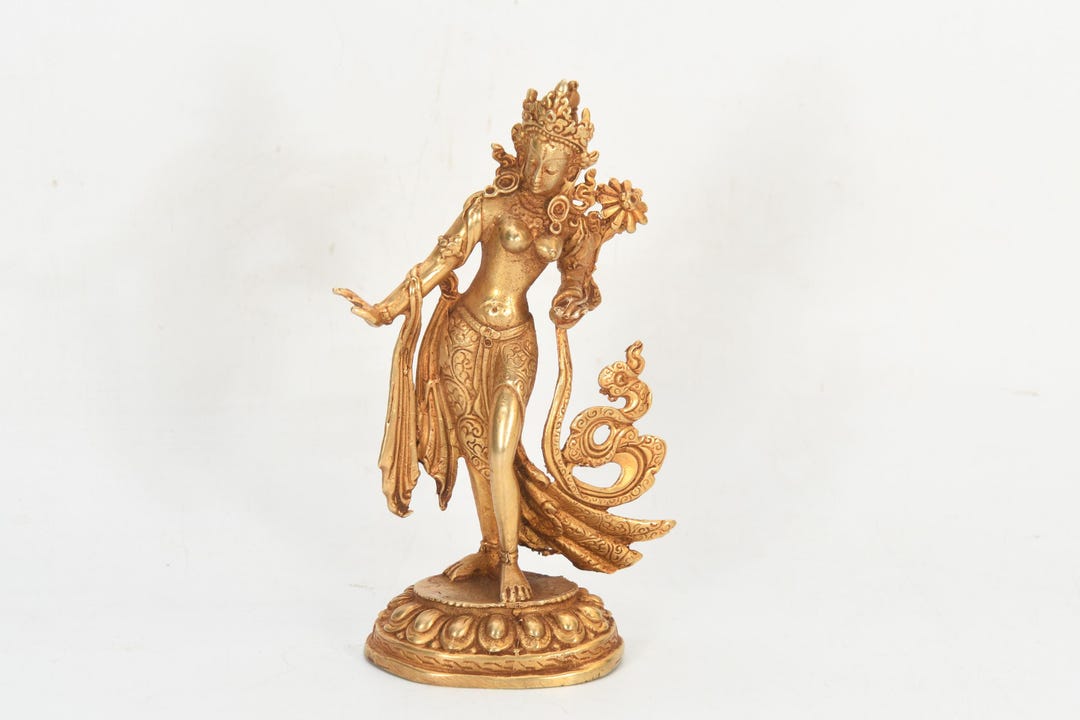 Handmade Antique Gold Gilded Goddess Tara Dancing Statue – Tibetan ...