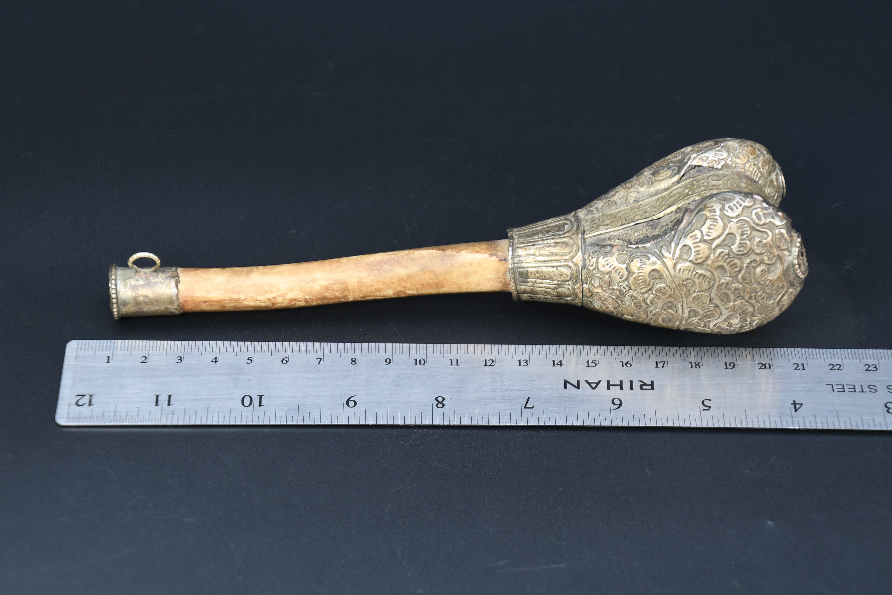 Traditional Ritual Kangling Tibetan Silver Inlay Bone Trumpet | Etsy