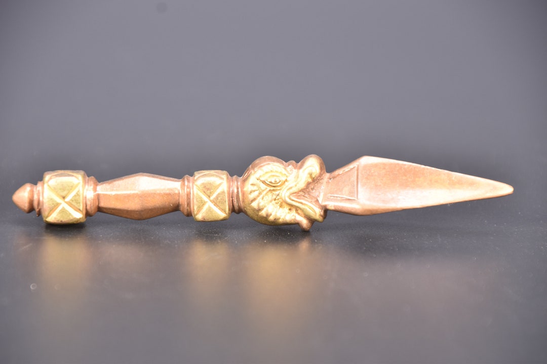 Antique Tibetan Brass Phurba Dagger: Handmade Buddhist Ritual Object - Etsy