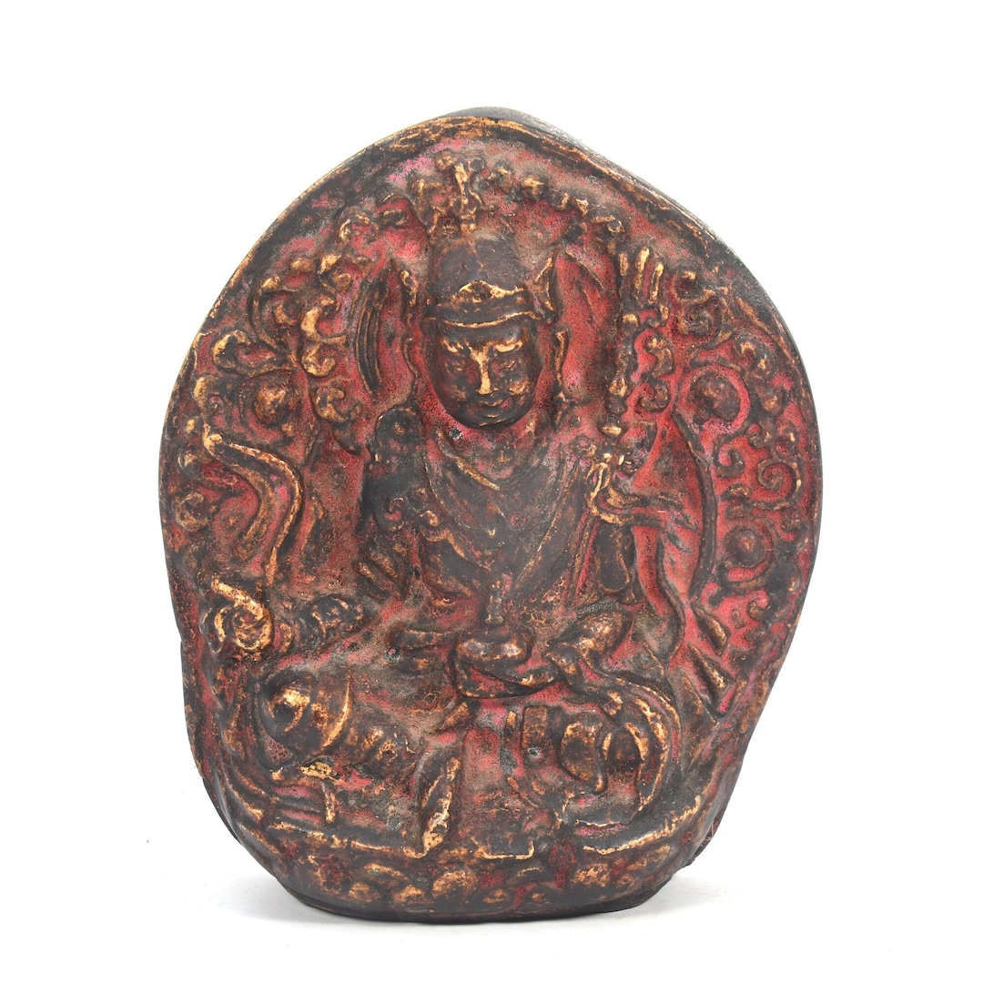 Lord Kubera Carved Antique Gold Gilted Tibetan Religious Antique ...