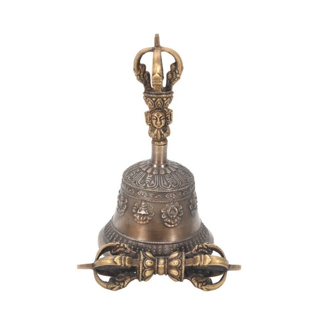 Tibetan Handcarved Brass Bell and Dorje Ritual Devotional Antiques ...