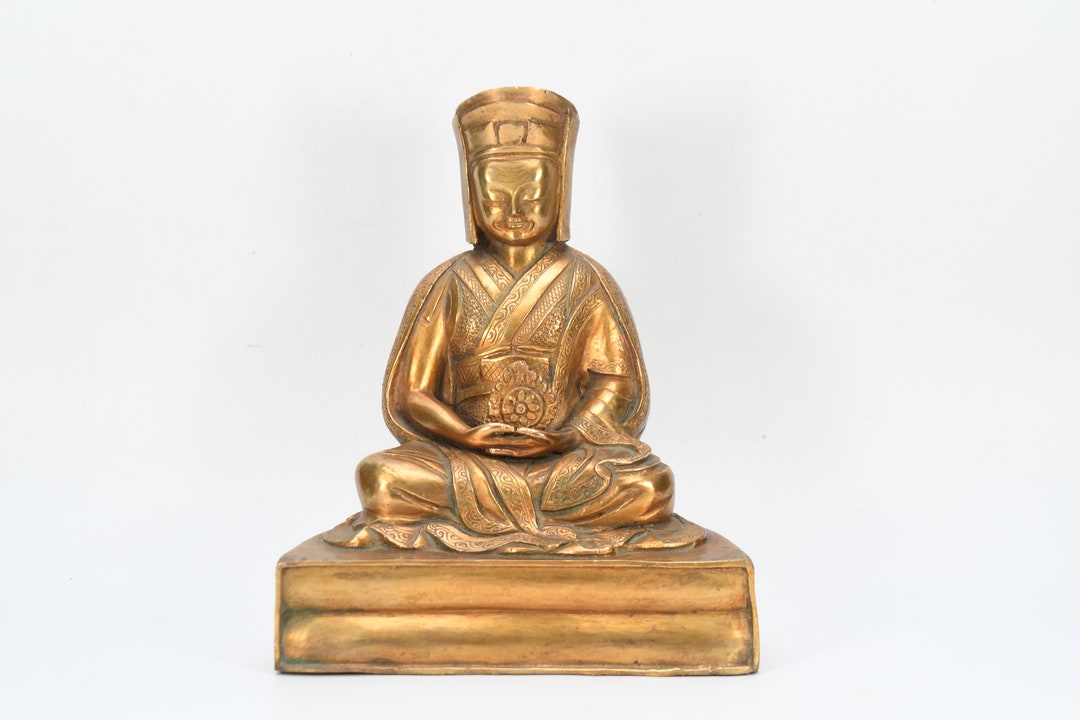 Gold Plated Guru Marpa Statue, Handmade Tibetan Sculpture - Etsy