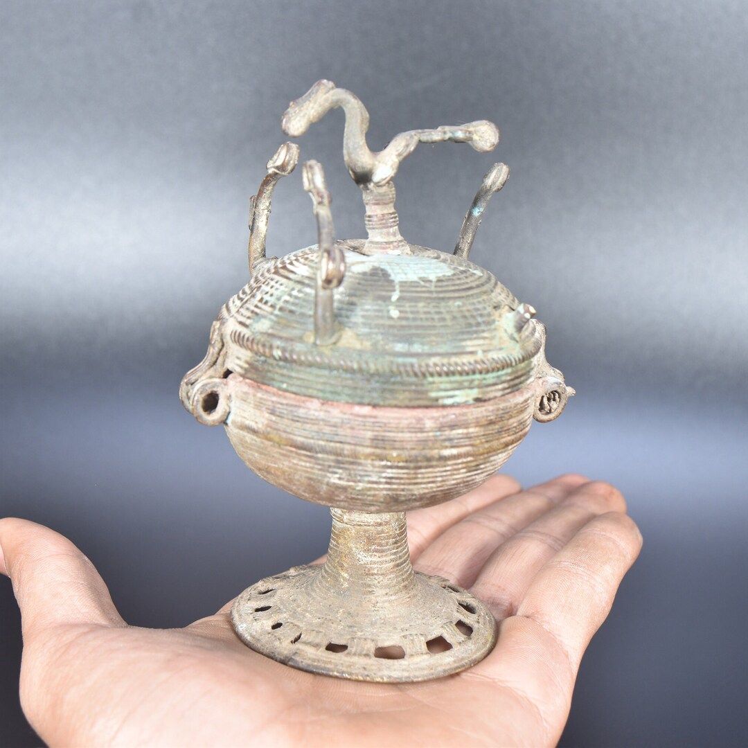 Brass Vintage Art Offering Pot Goddess Design Auspicious Home Decor ...