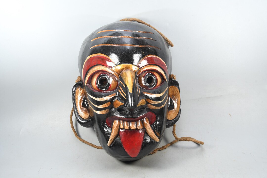 Handcrafted Antique-style Wooden Lakhey Mask – Tibetan Newari Wall ...