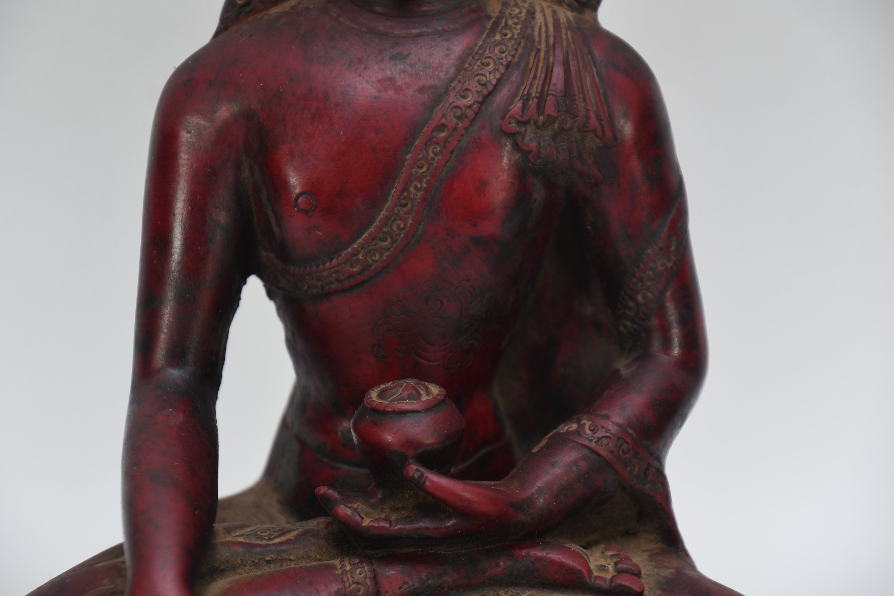 Vintage Resin Red Buddha Statue Meditating Handmade Buddhism - Etsy