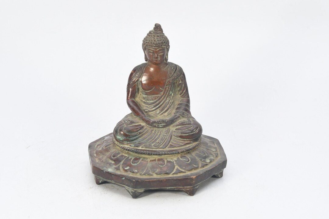 Copper Crafted Meditating Lord Buddha Antique Decoration Religious ...
