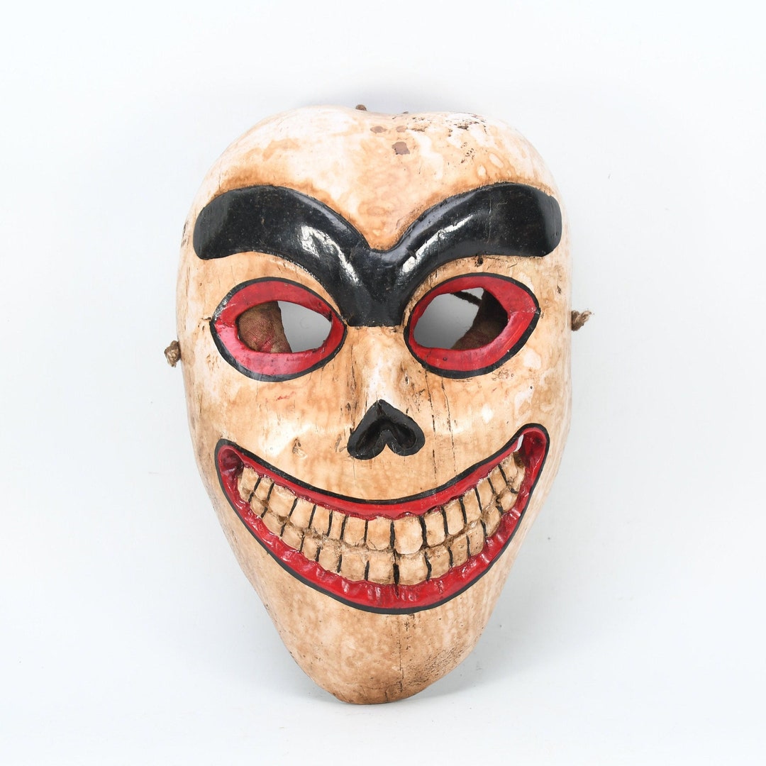 Antique Laughing Skull Mask Wooden Face Mask Antique Shaman Art ...