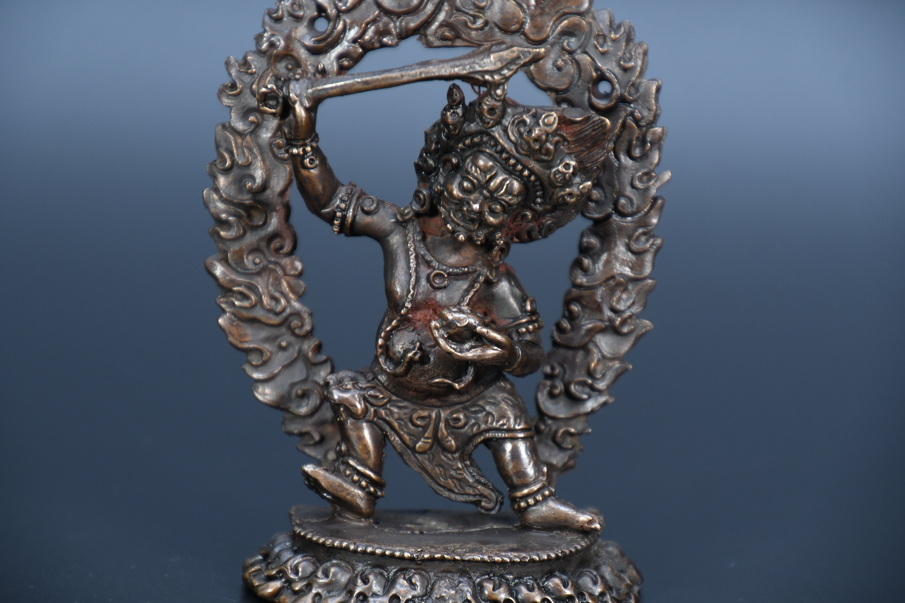Tibetan God With Elephant Trunk And Sword Gift Figure