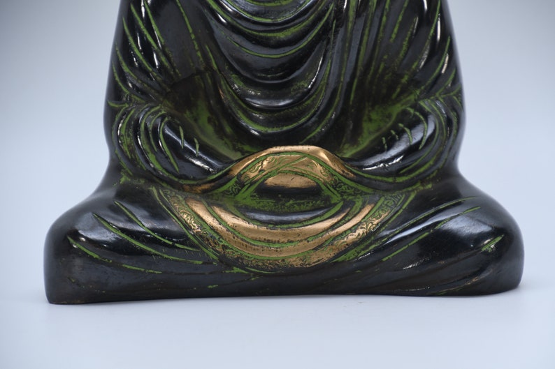 Meditation Blessing Antique Buddha Statue Handcrafted Dhyana Mudra Home ...
