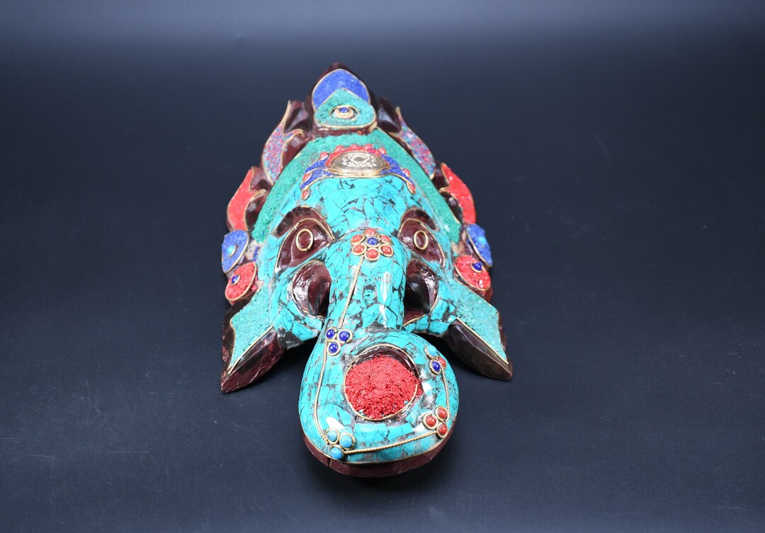 Lord Ganesha Tibetan Mountain Mask Handmade Wooden Jhakri Shamanic ...