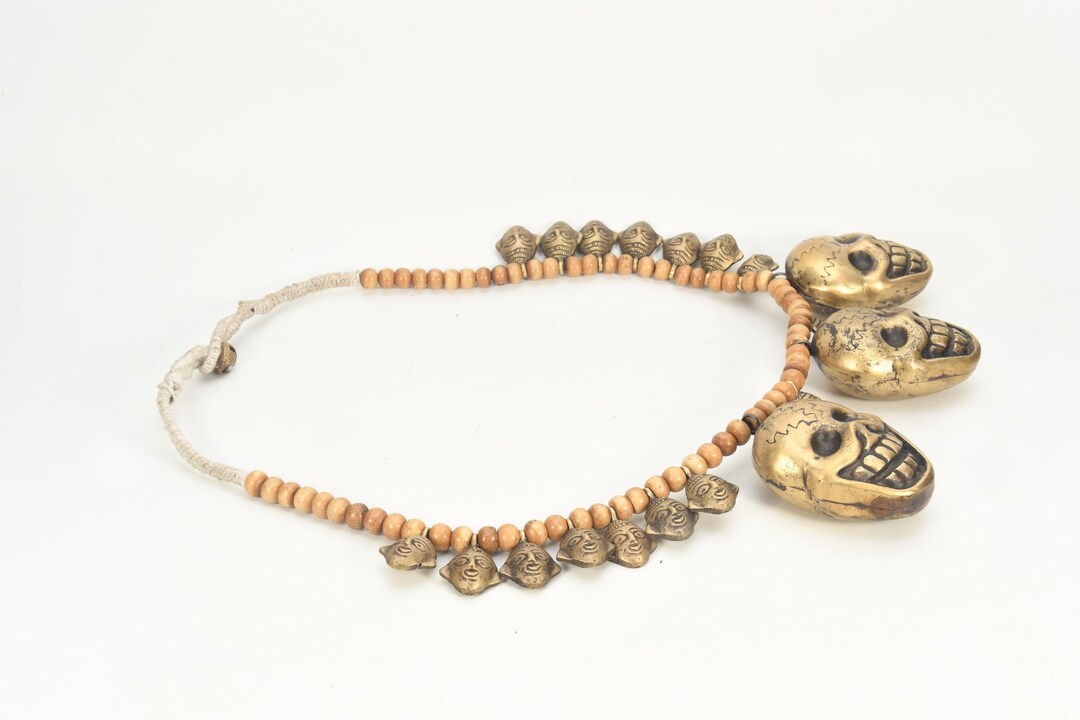 Tibetan Skull Bead Necklace, Handmade Brass Jhakri Lama Mala - Etsy
