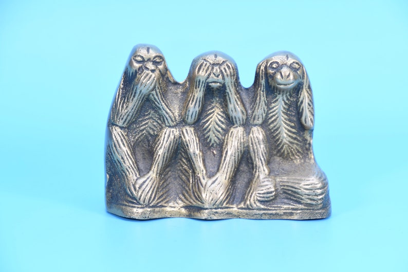 Three Wise Monkeys Brass Statue Hand Made Three Monkeys - Etsy
