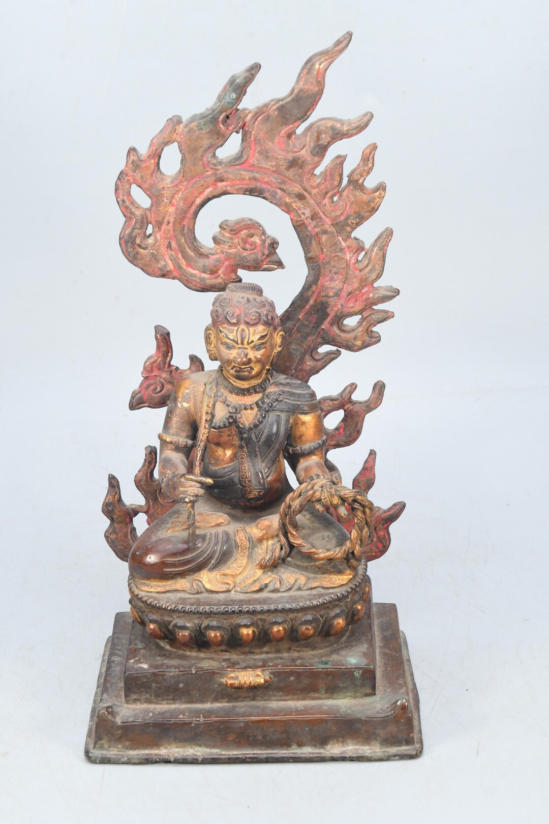 Antique Copper Sculpture of Lord Yama Handmade Vintage Gold Gilded ...