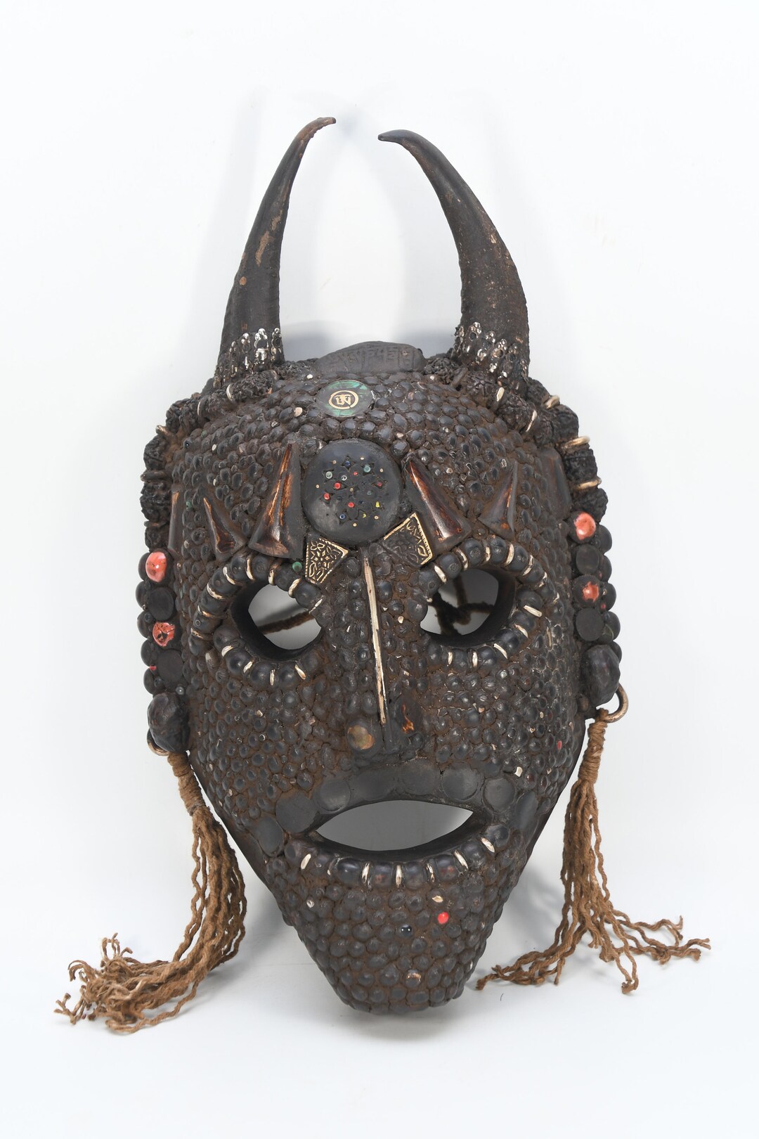 Hand Carved Wooden Saman Horn Mask, Himalayan Folk Art - Etsy