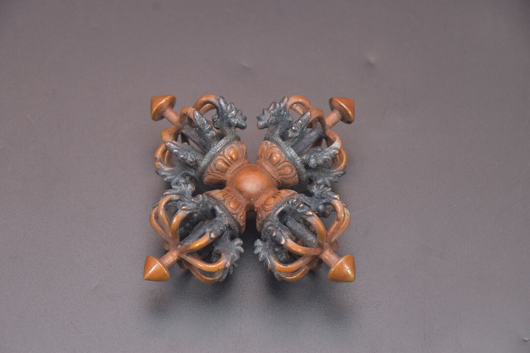 Double Lama Ritual Tibetan Dorji Double Copper Vajra Dorje Handmade ...