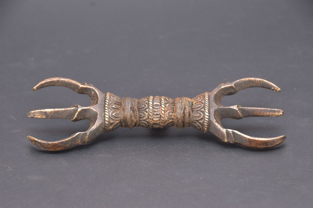 Tibetan Antique Dorje Vajra Ritual 3 Pronged Tantric Buddhism Rare ...