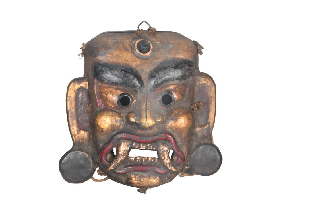 Vintage Newari Lakhey Deity Brass Handcrafted Wall Hanging: Tribal ...