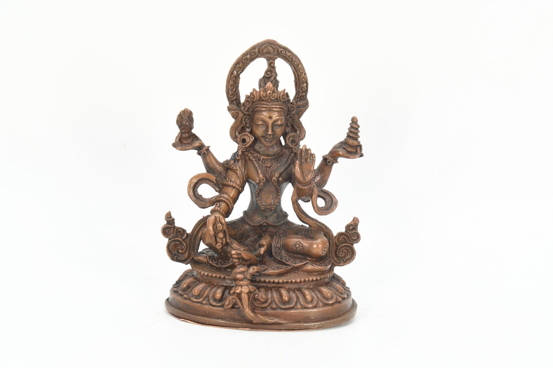 Copper Oxidation Green Tara Meditating Tibetan Dolma Sculpture Buddhist ...