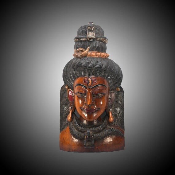 Lord Shiva Wooden Mask Handmade Mahadev Idol God Shivaji Head - Etsy