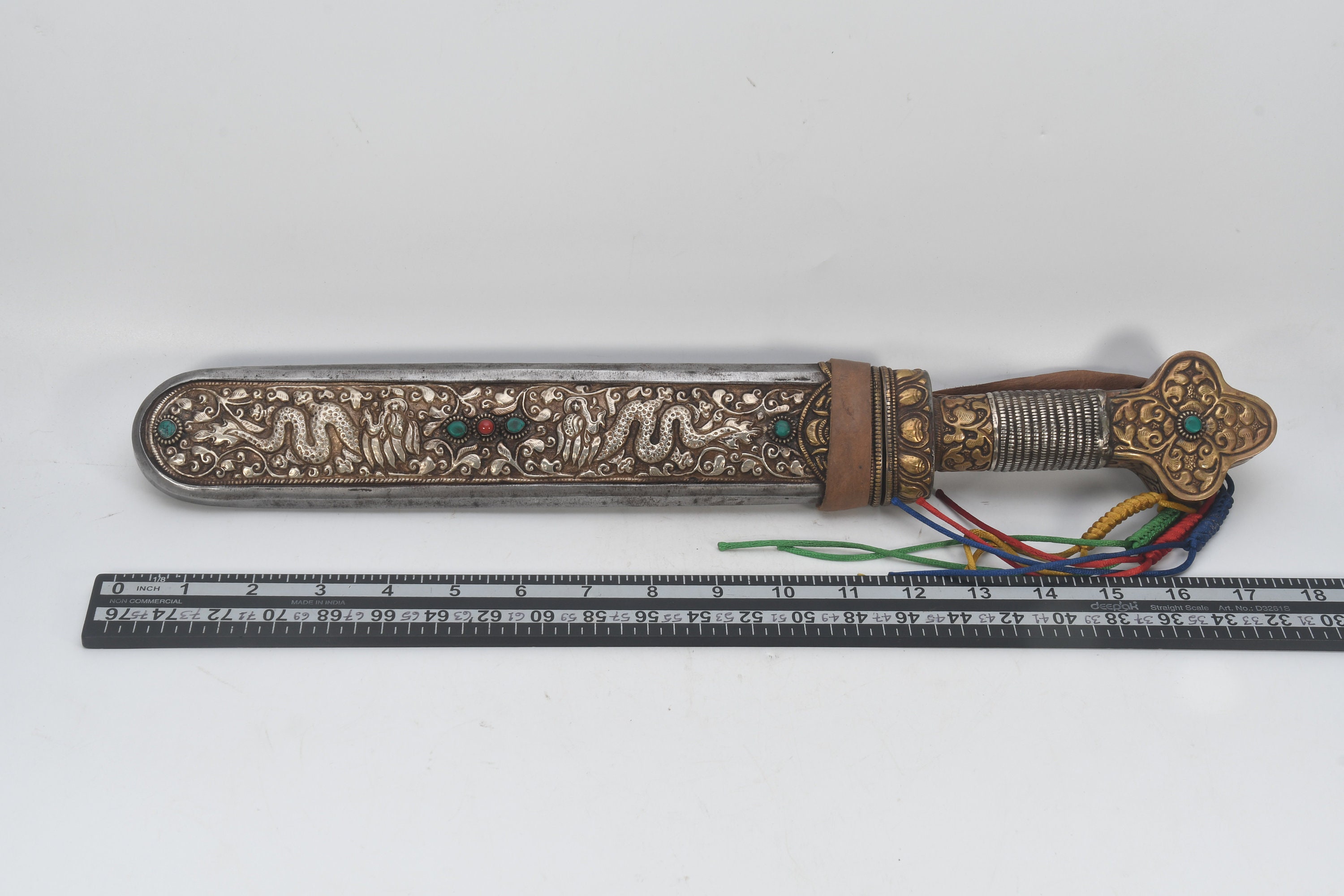 Tibetan Dragon Carved Silver Sword Knife Ritual Decor Tibet - Etsy