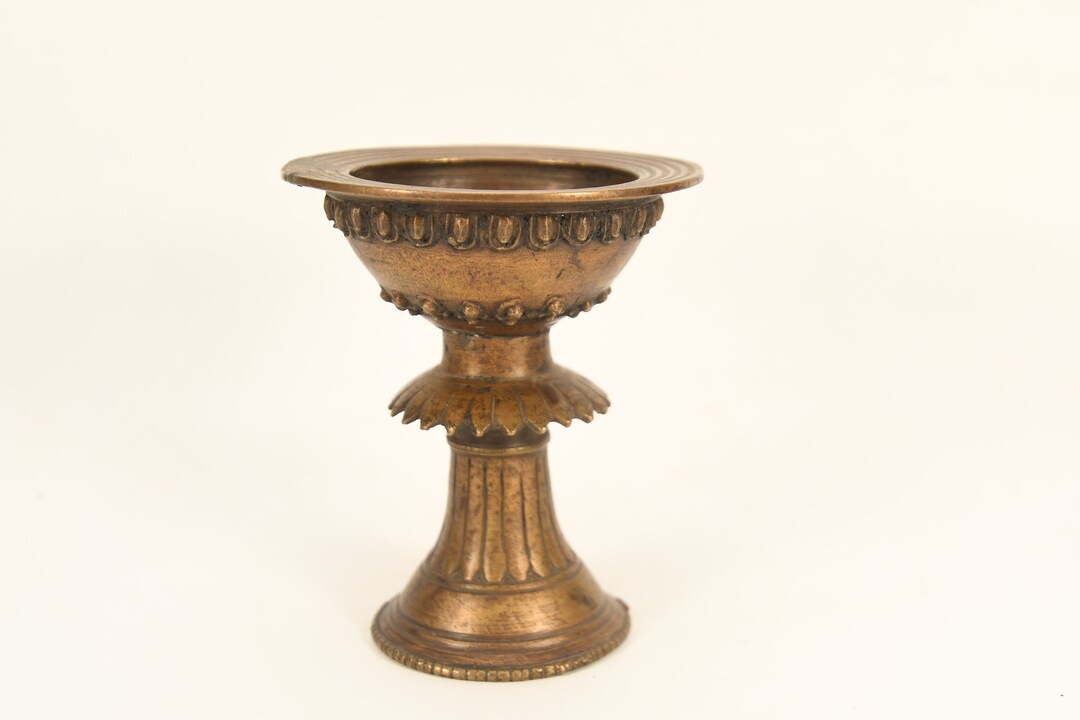 Copper Antique Protected Butter Lamp Buddhist Prayer Tibetan Nepal ...