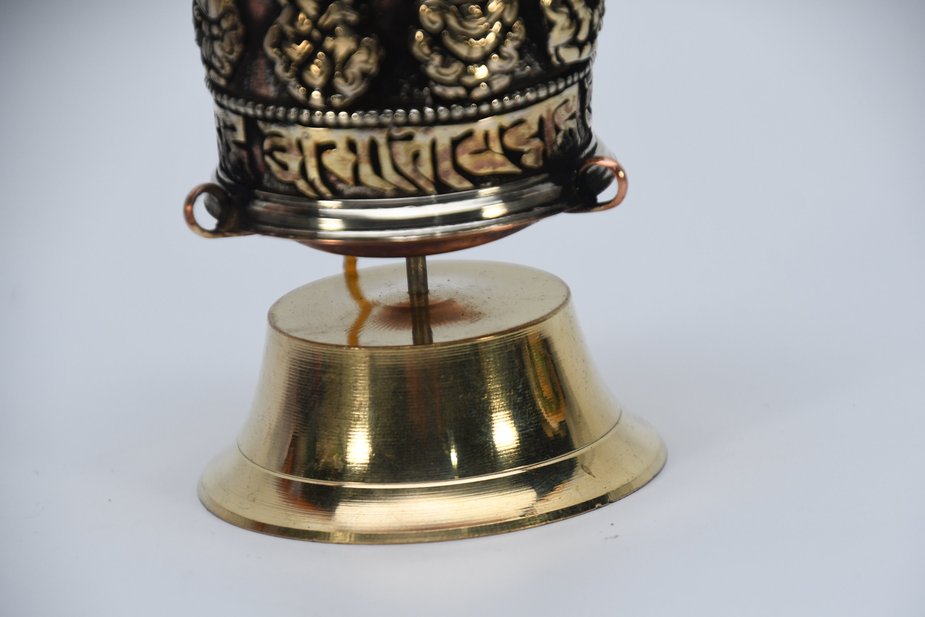 Stone Set Fine Buddhist Prayer Wheel Tibetan Antique Mantra Etched ...