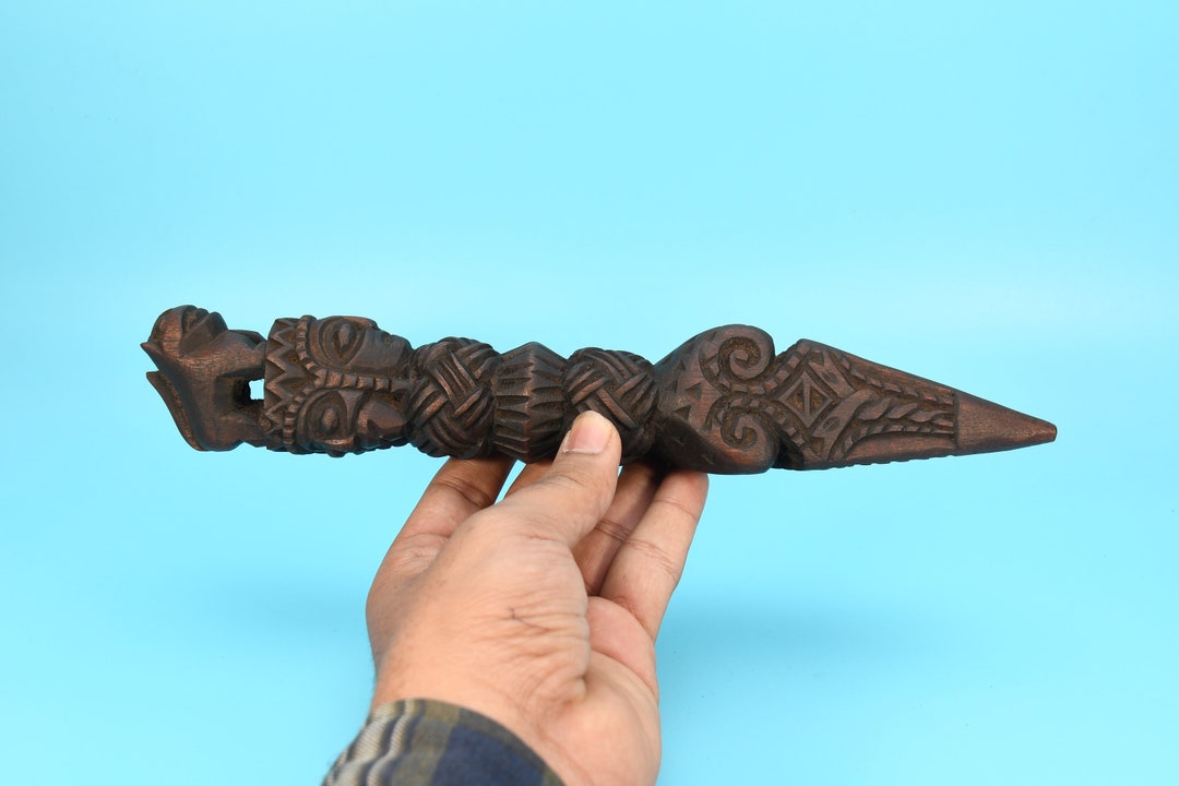 Antique Wooden Tibetan Phurba Dagger, Animal Head Ritual Object - Etsy