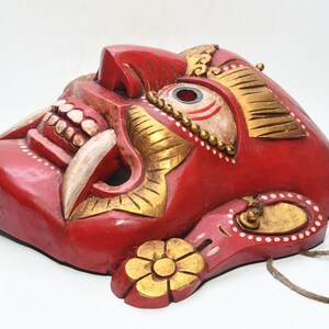 Typical Newari Diety Lakhey Wooden Handmade Metal Beaded Tribal Mask ...