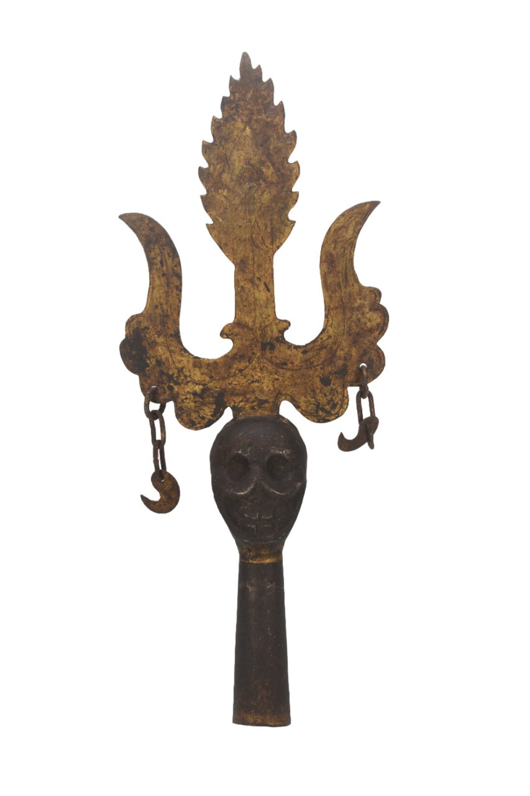 Tibetan Handcarved and Colored Skull Vintage Trisul Meditation Lord ...