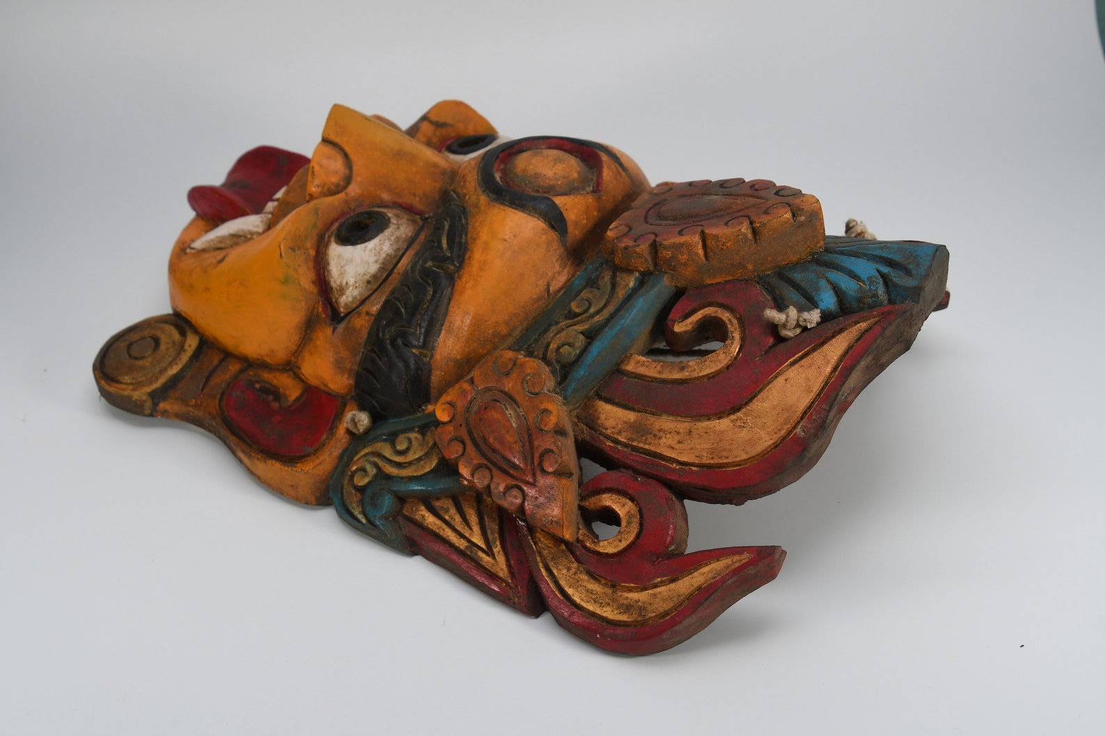 Mahakali Antique Wooden Mask Hand Carved Vintage Wood Mask Tibetan Art ...