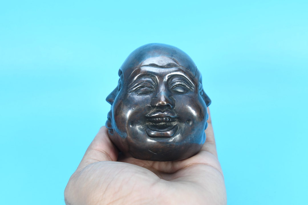 Antique 4 Face Buddha Head Sculpture Good Luck Charm Laughing Buddha ...