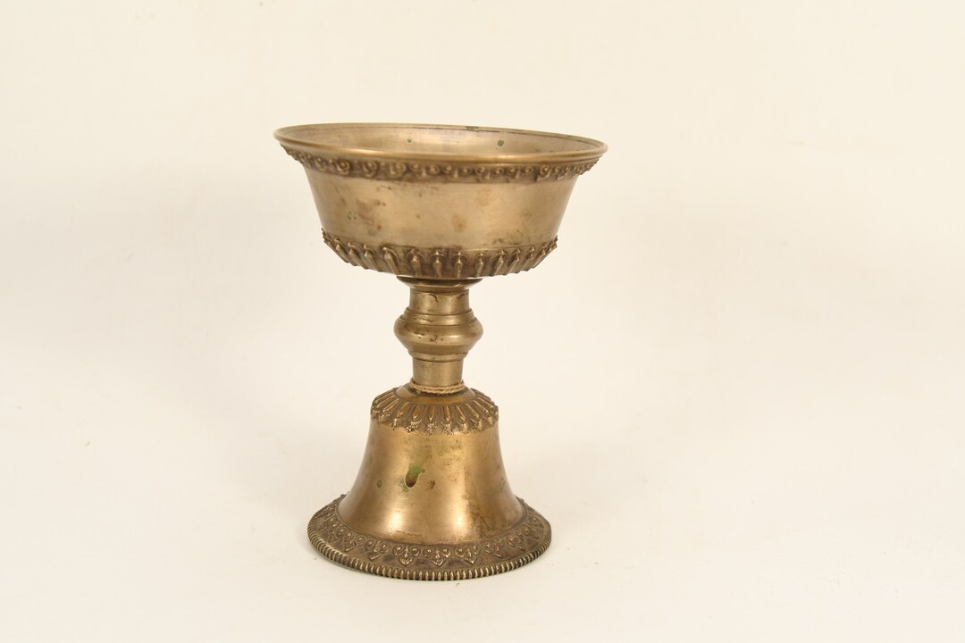 Buddhism Oil Lamps Butter Old Authentic Tibetan Butter Lamp Brass Lamp ...