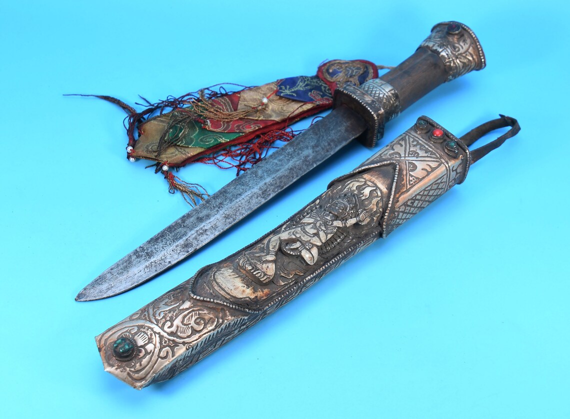 Tibetan sword blade ceremonial knife handmade old mahakala | Etsy